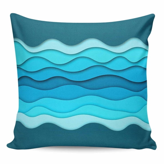 Coastal Blue Wave Pillow Covers 24x24 Inch Decorative Throw Pillow ...