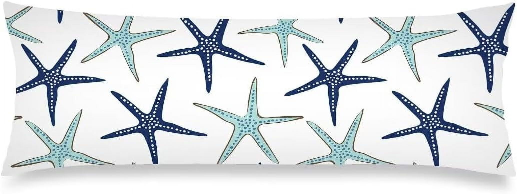Coastal Body Pillow Cover 20"x54" Pillow Case Starfish Nautical Navy ...