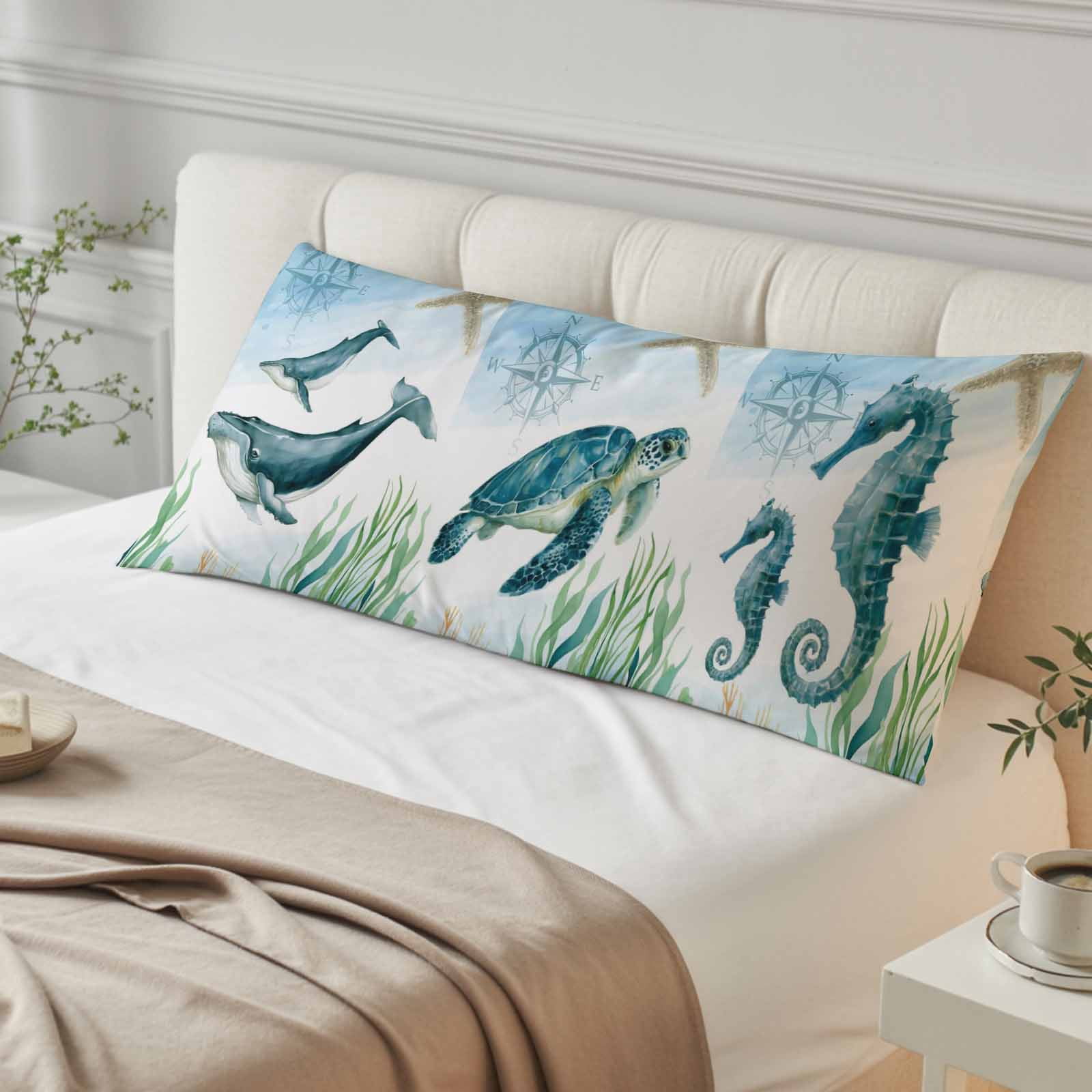 Coastal Body Pillow Cover, Pillowcase Protectors with Zipper ...