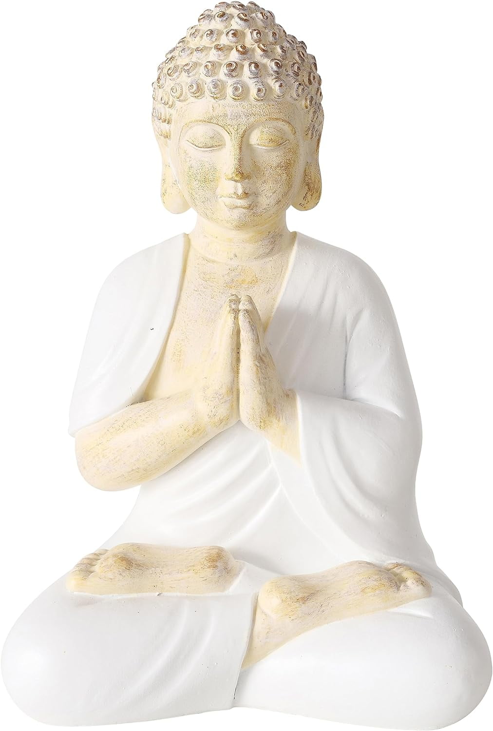 Coastal Buddha Figurine, Beige with White Drapery, Namaste Greetings ...