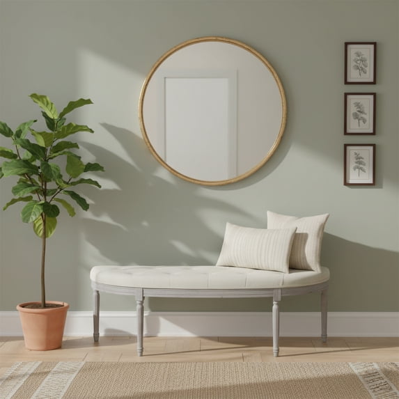 Coastal Button Tufted Upholstered Bench - Beige - Walmart.com