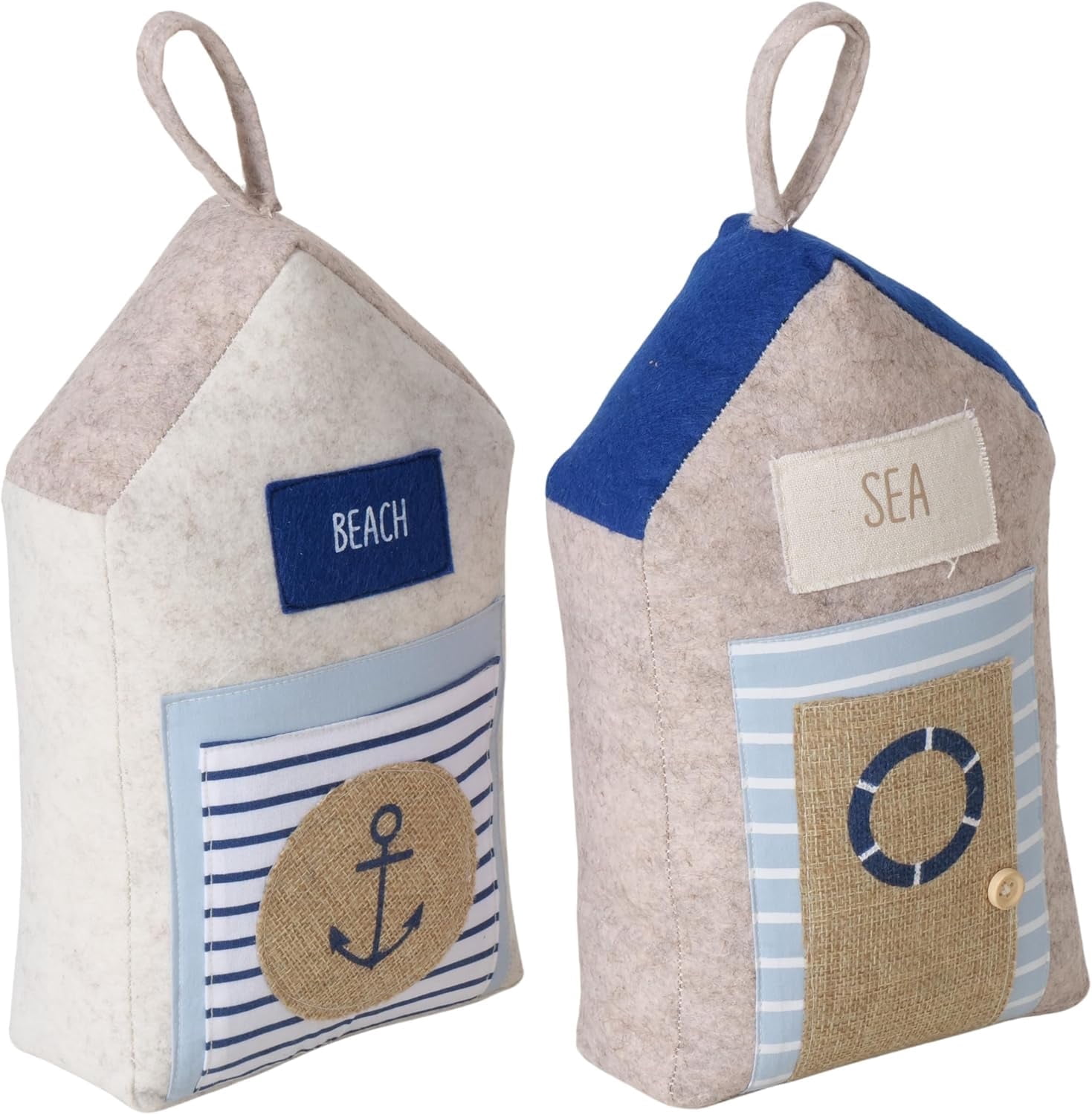 Coastal Cabana Soft Door Stops, Jute, Cotton, Loop Tops, Weighted, 11. ...