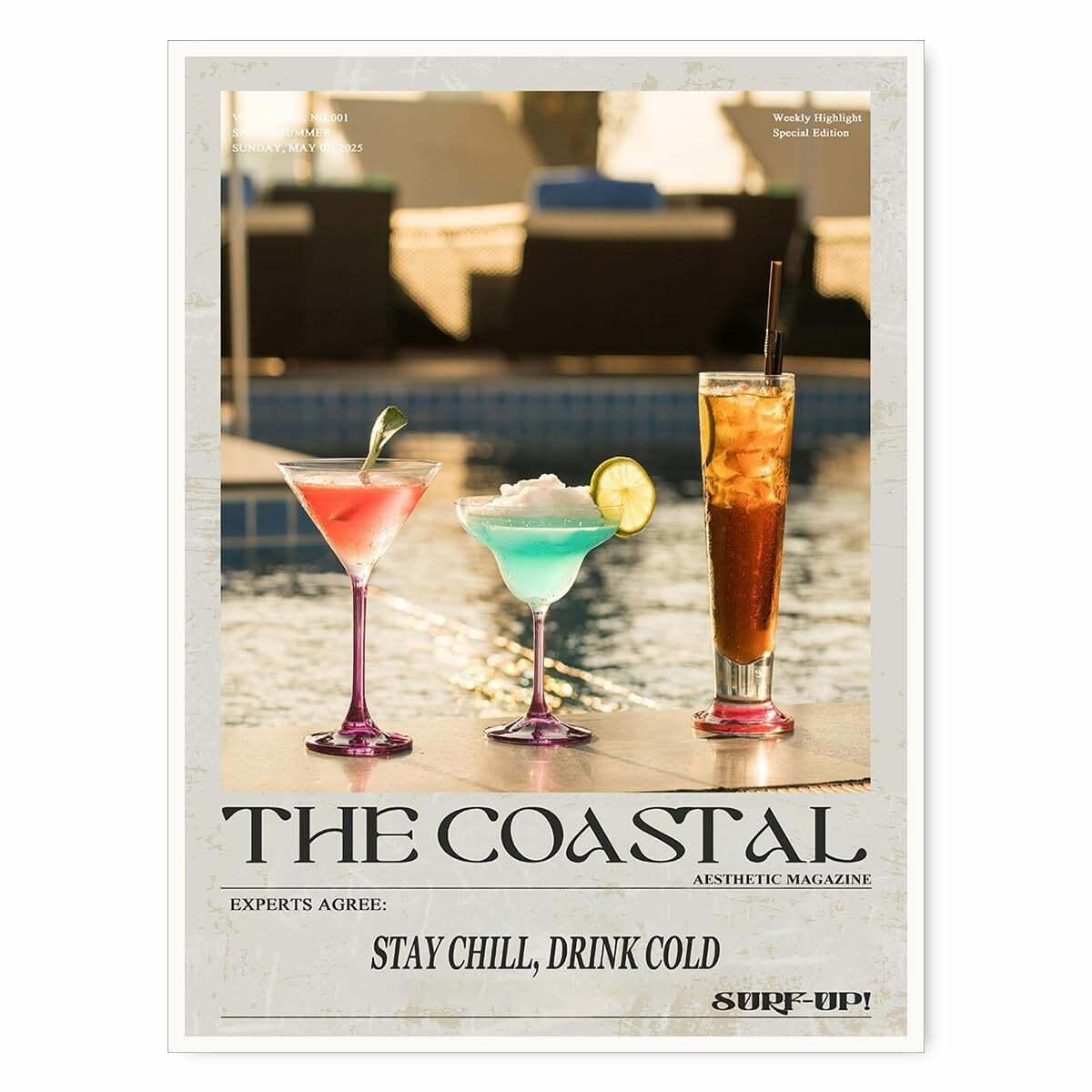 The Coastal Canvas Wall Art Poolside Cocktail Print Poster Retro ...