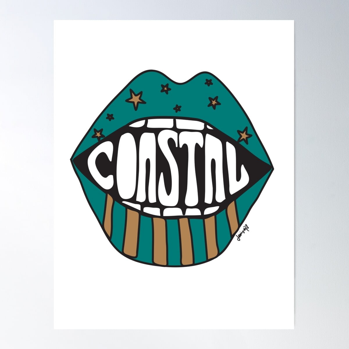 Coastal Carolina Funky Lips Poster Wall Art, Modern Wall Decor For ...