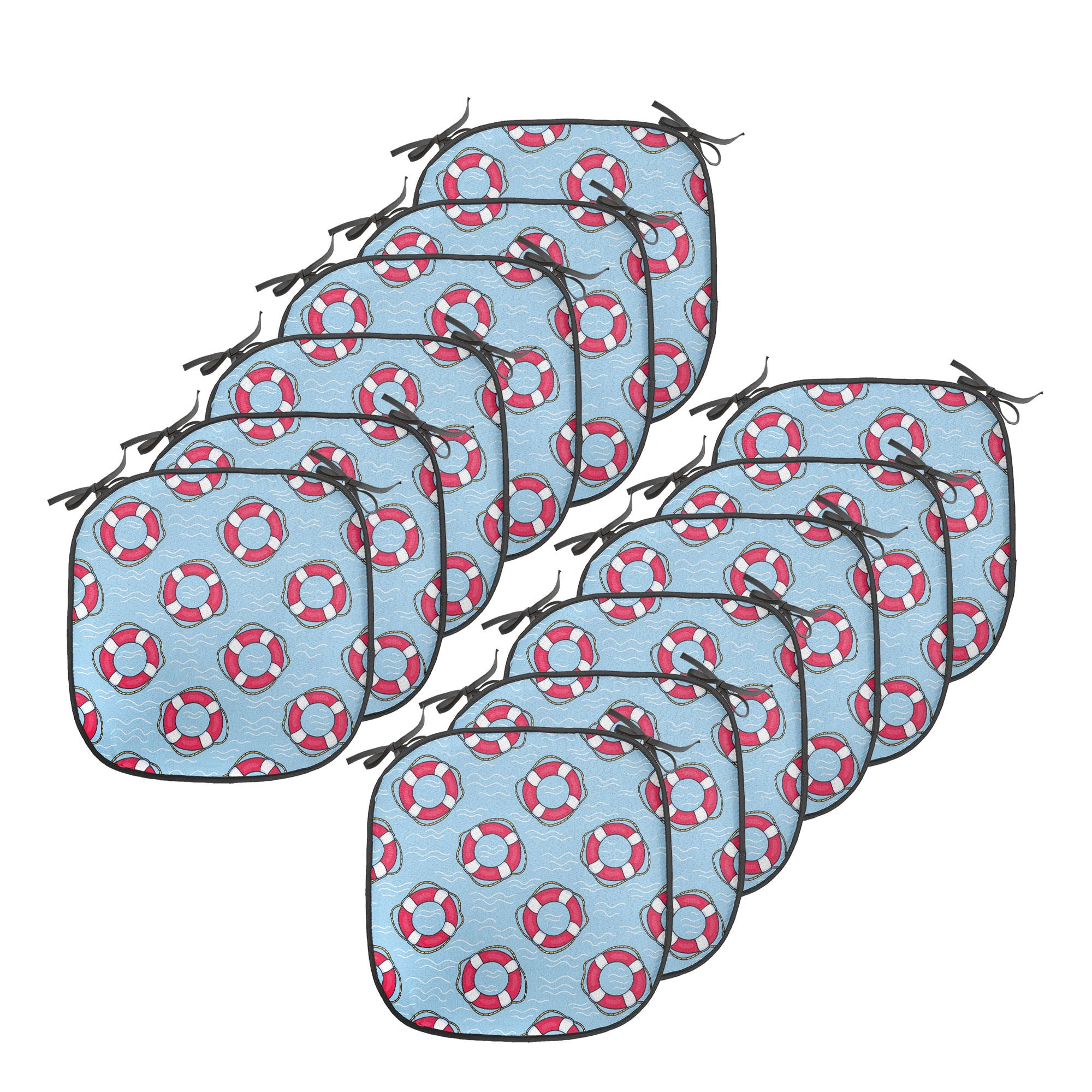 Coastal Chair Seating Cushion Set of 12, Pattern with Floating in Ocean ...