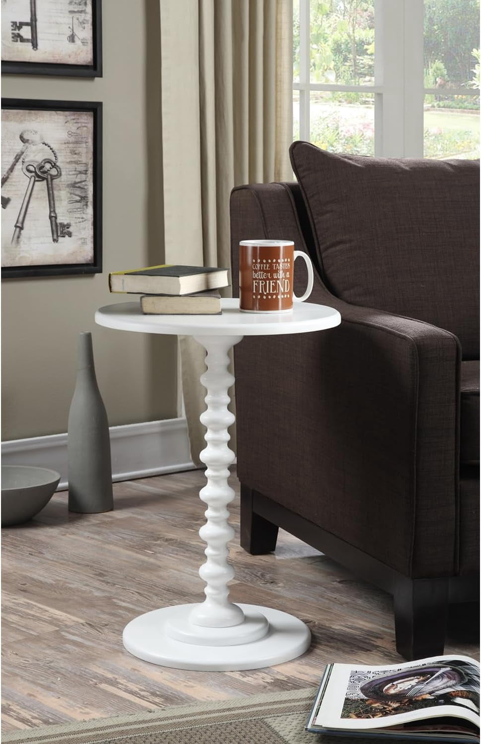 Coastal Charm Spindle Table, 17.75-in x17.75-in x24-In, White Finish ...