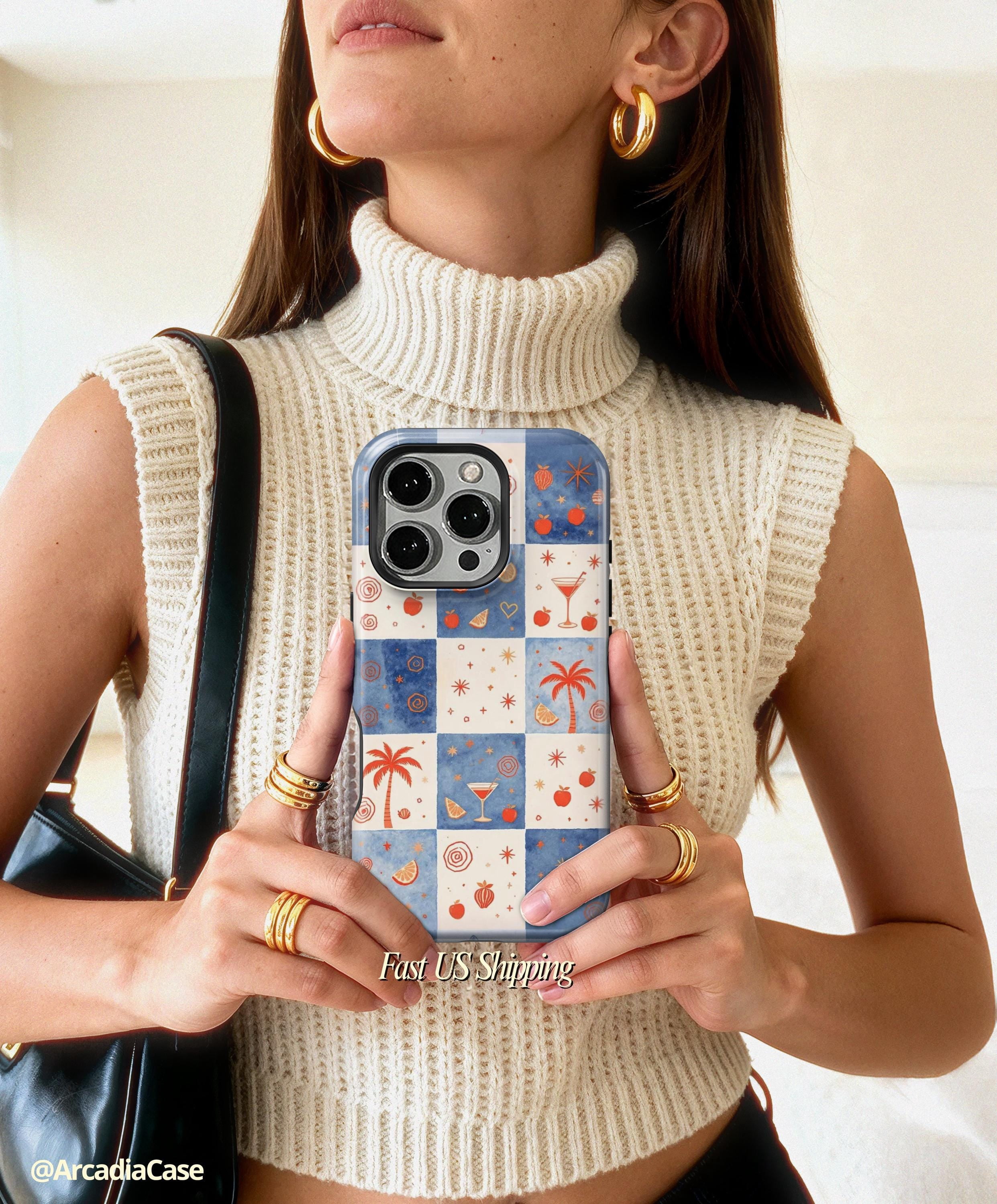 Coastal Checkerboard Phone Case For iPhone Samsung Galaxy Durable Hard ...