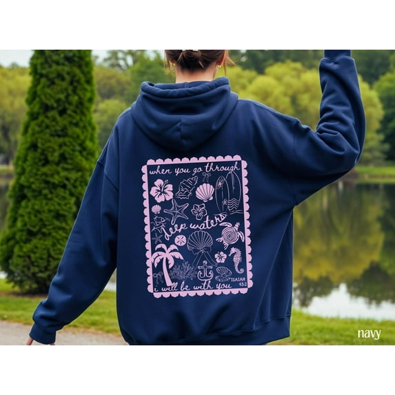 Coastal Christian Hoodie, Trendy Oversized Beach Hoodie, Ocean Life ...