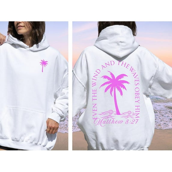 Coastal Christian Palm Tree Hoodie, Trendy Oversized BEach Hoodie ...