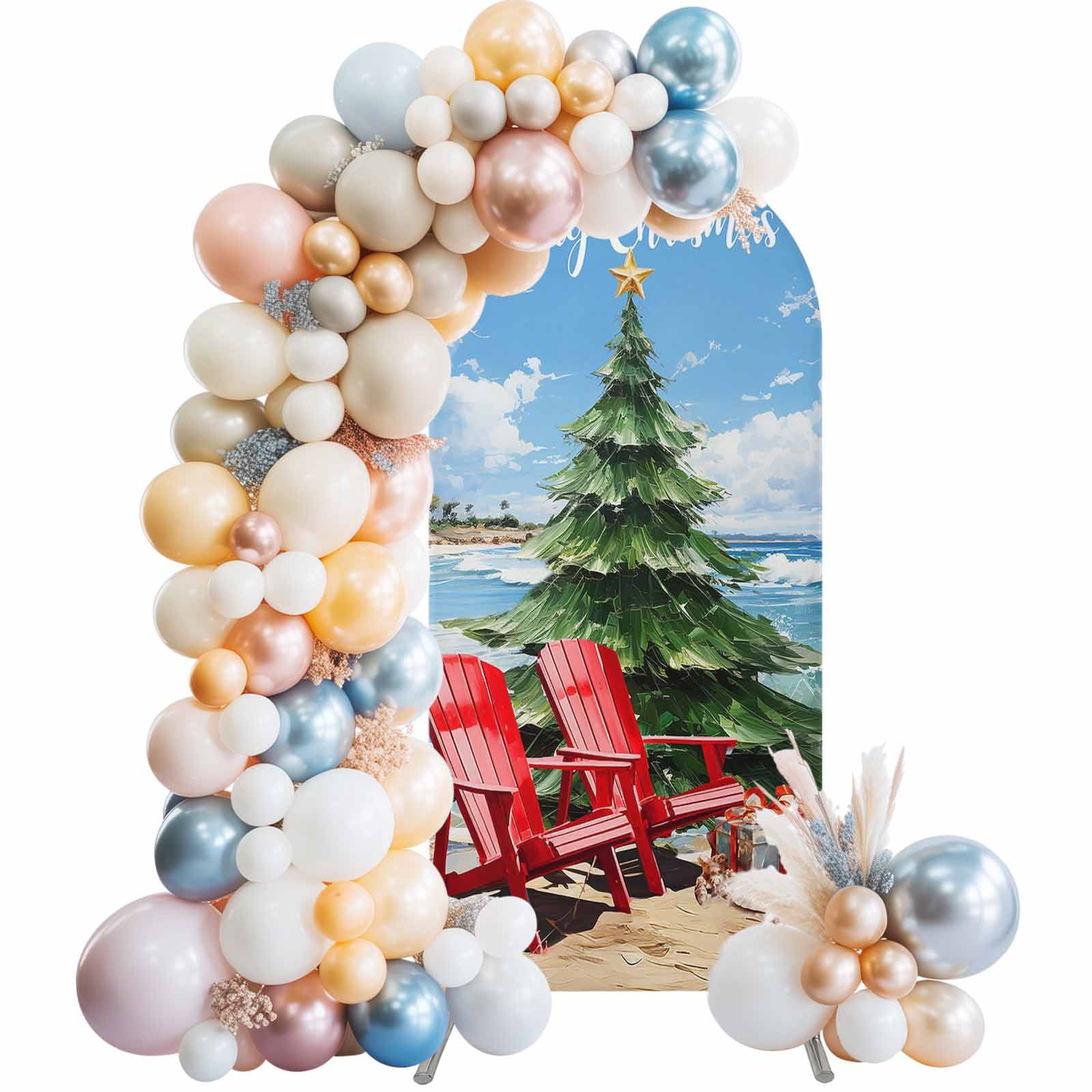 Coastal Christmas Arch Backdrop Cover 7.2x4 Ft, Spandex Wedding Arch ...