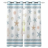 Coastal Christmas Blackout Curtains 96 Inches Long, Xmas Tree Starfish ...