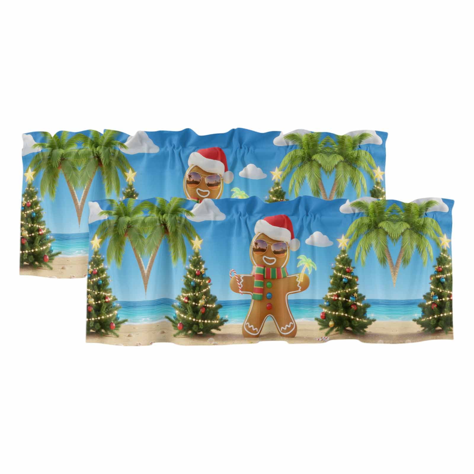 Coastal Christmas Curtain Valances for Windows, Kitchen Valance Window ...
