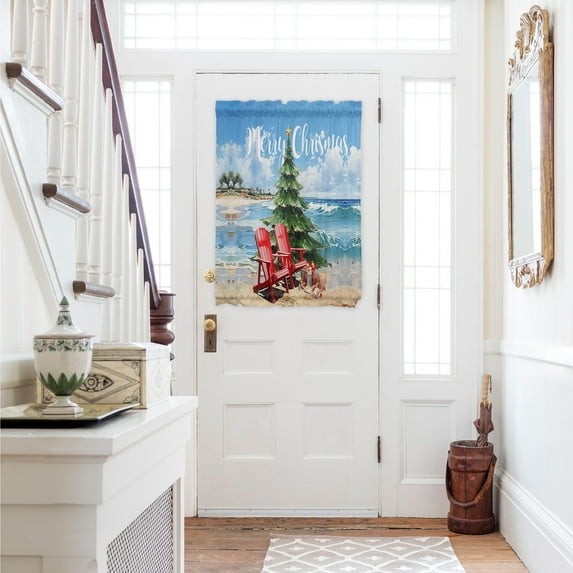 Coastal Christmas Door Curtains for Door Window, French Sidelight Front ...