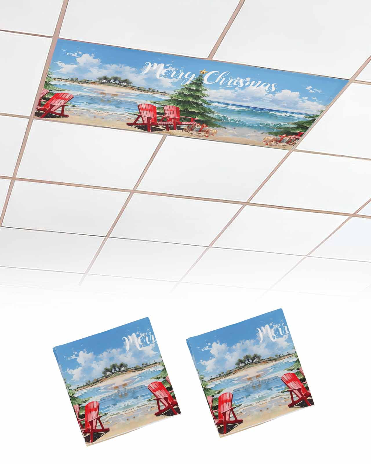 Coastal Christmas Fluorescent Light Covers for Ceiling Lights 4x2 feet ...