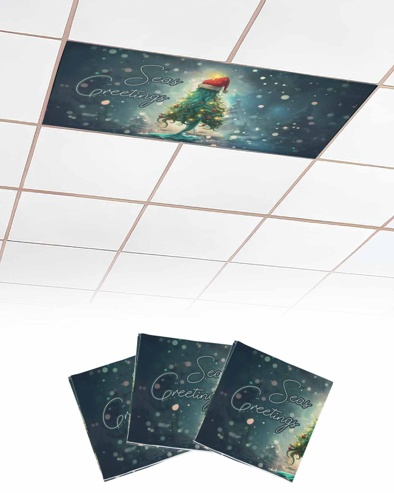Coastal Christmas Fluorescent Light Covers for Ceiling Lights 4x2 feet ...