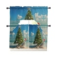 Coastal Christmas Kitchen Curtains Set for Windows 3 Piece Cafe ...