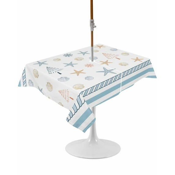 Coastal Christmas Rectangle Outdoor Tablecloth, Waterproof Table Cloth ...