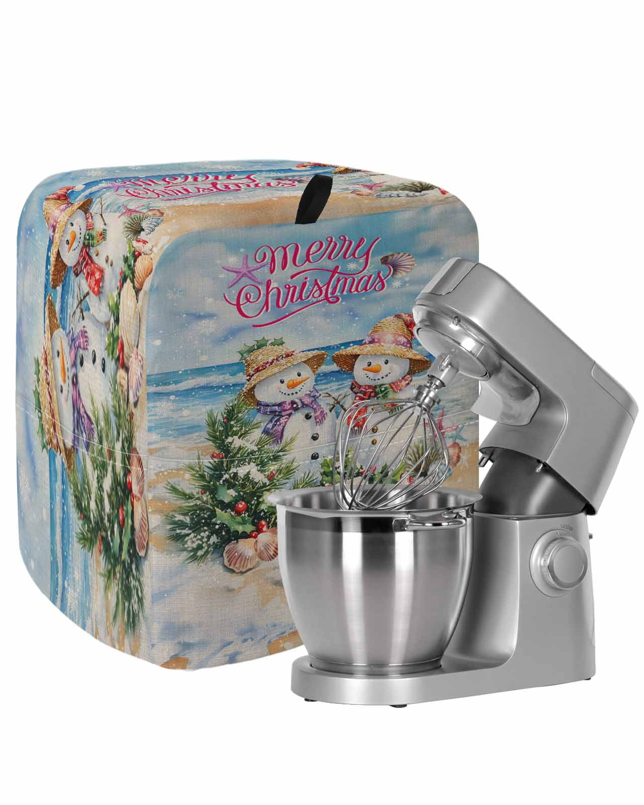 Coastal Christmas Stand Mixer Dust Cover with Storage Pocket & Handles ...