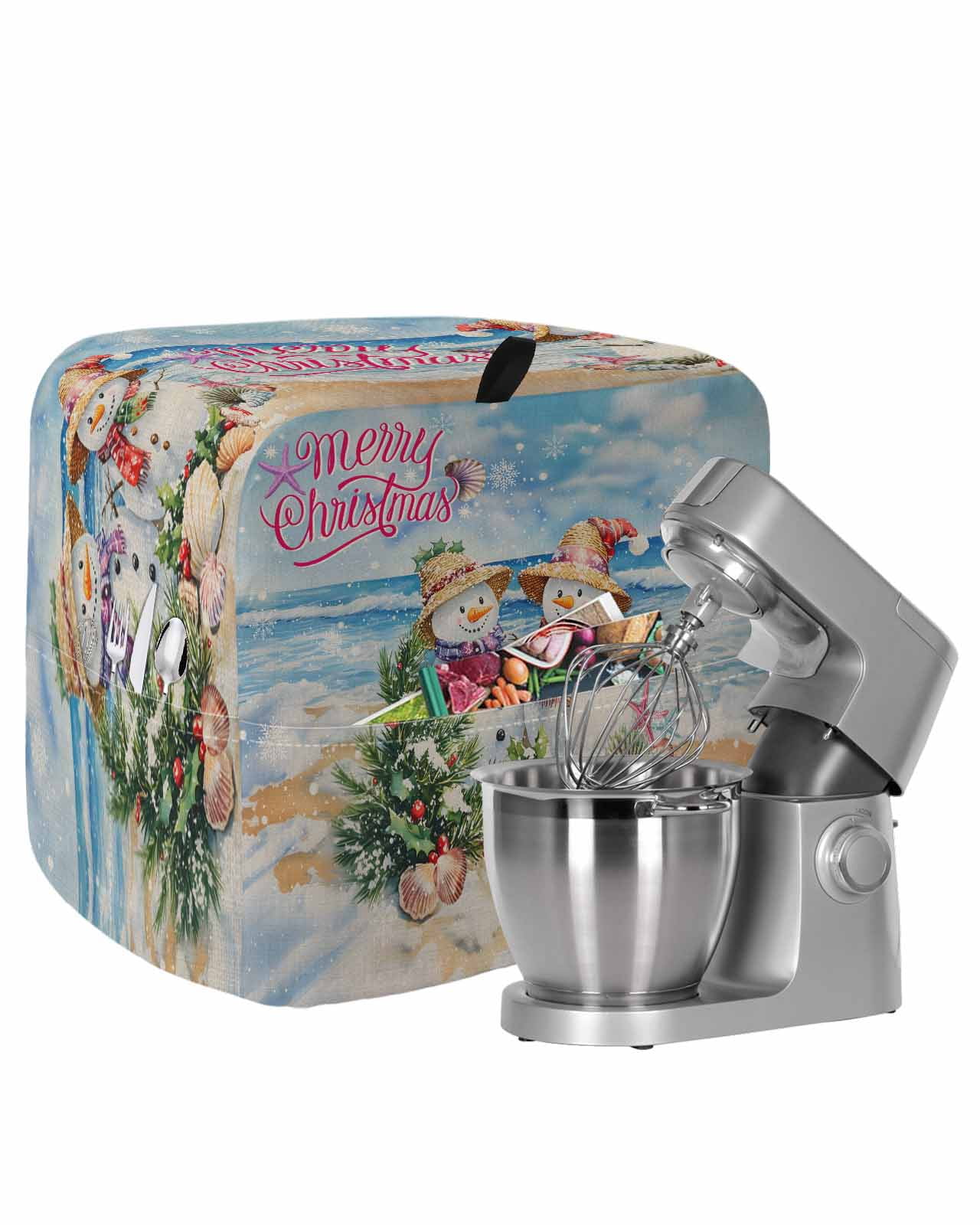Coastal Christmas Stand Mixer Dust Cover with Storage Pocket & Handles ...