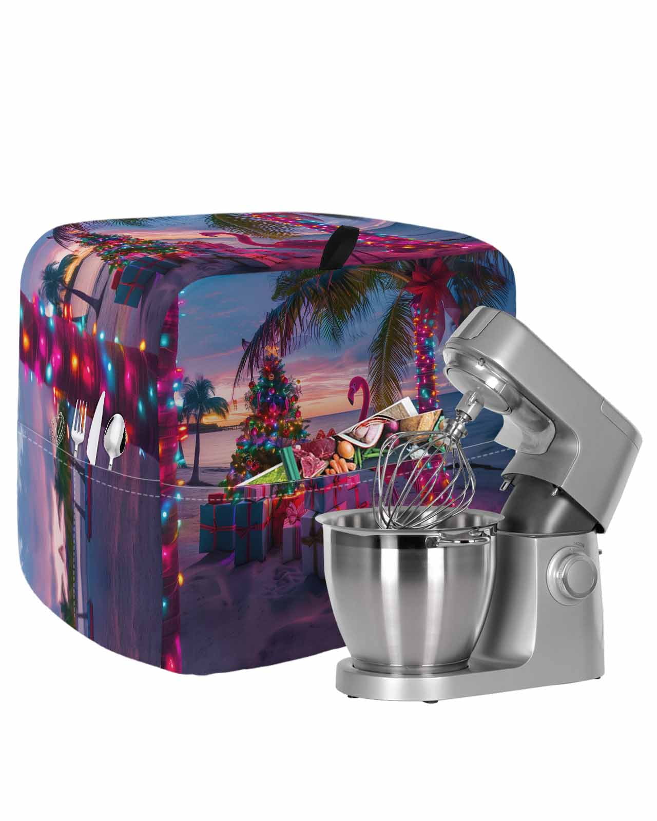 Coastal Christmas Stand Mixer Dust Cover with Storage Pocket & Handles ...