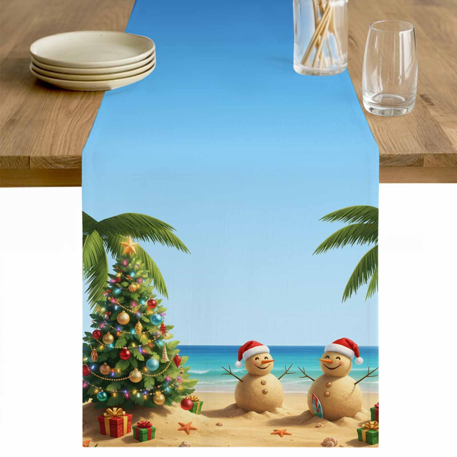 Coastal Christmas Table Runner 48 Inches Long Farmhouse Dress Scarves ...