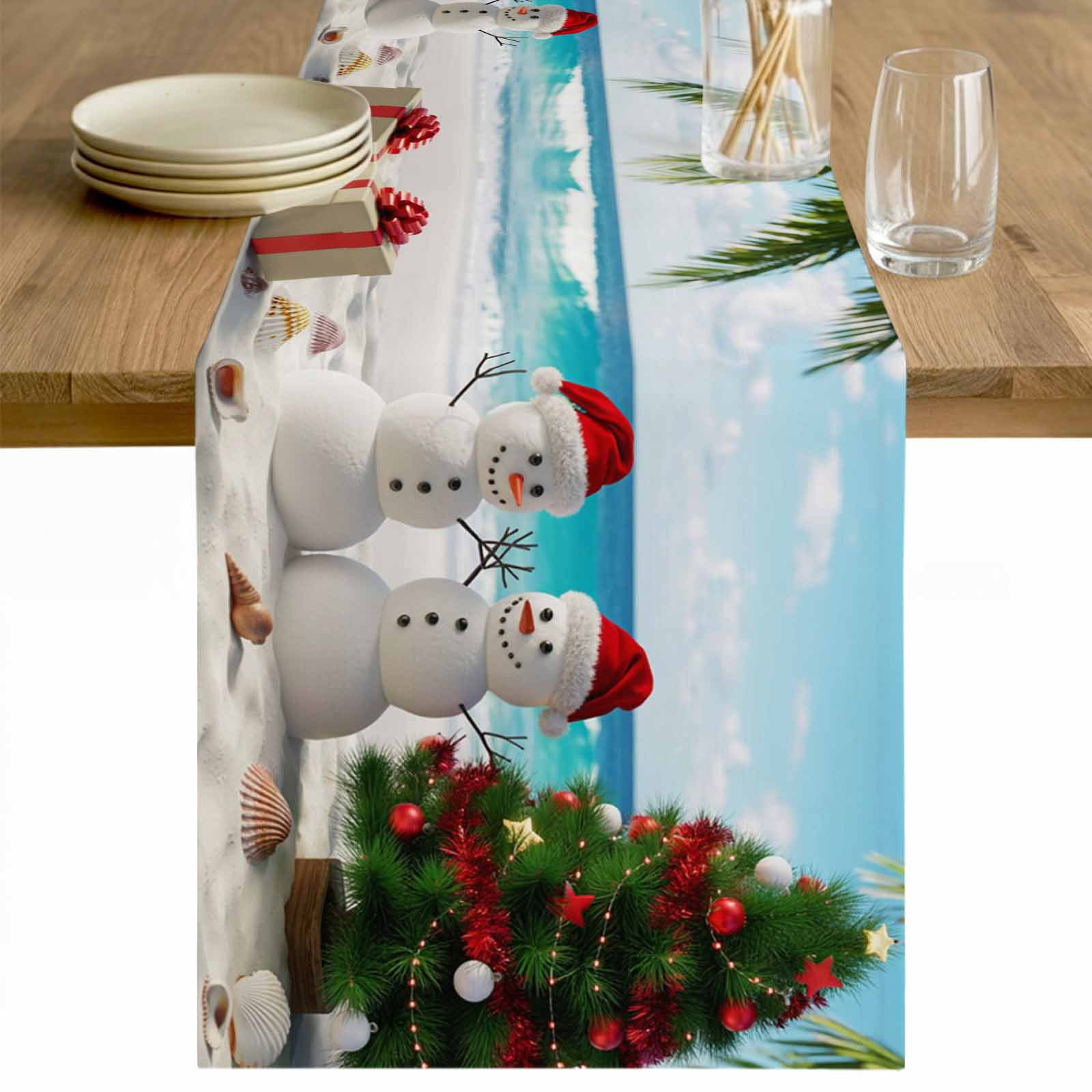 Coastal Christmas Table Runner 90 Inches Long Farmhouse Dress Scarves ...