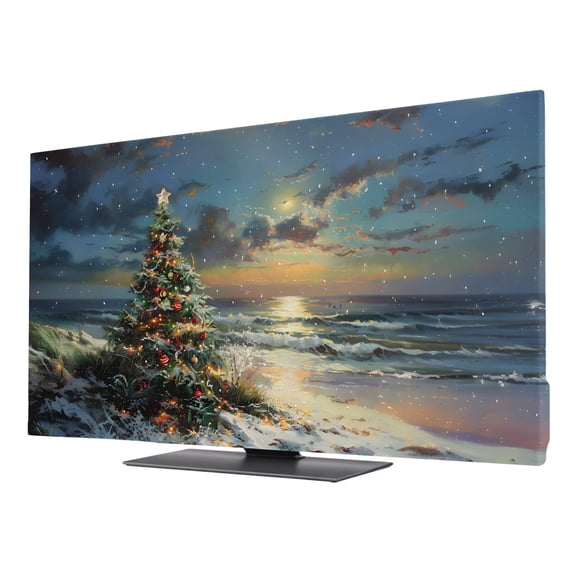 Coastal Christmas Tree Elastic Indoor TV Cover 75" Dust Protector ...