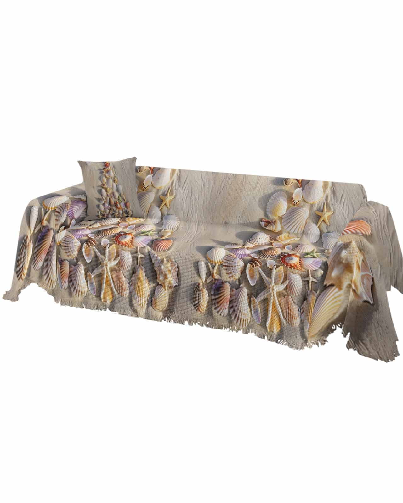 Coastal Christmas Tree Sofa Covers for 3 Cushion, Washable Couch Cover ...
