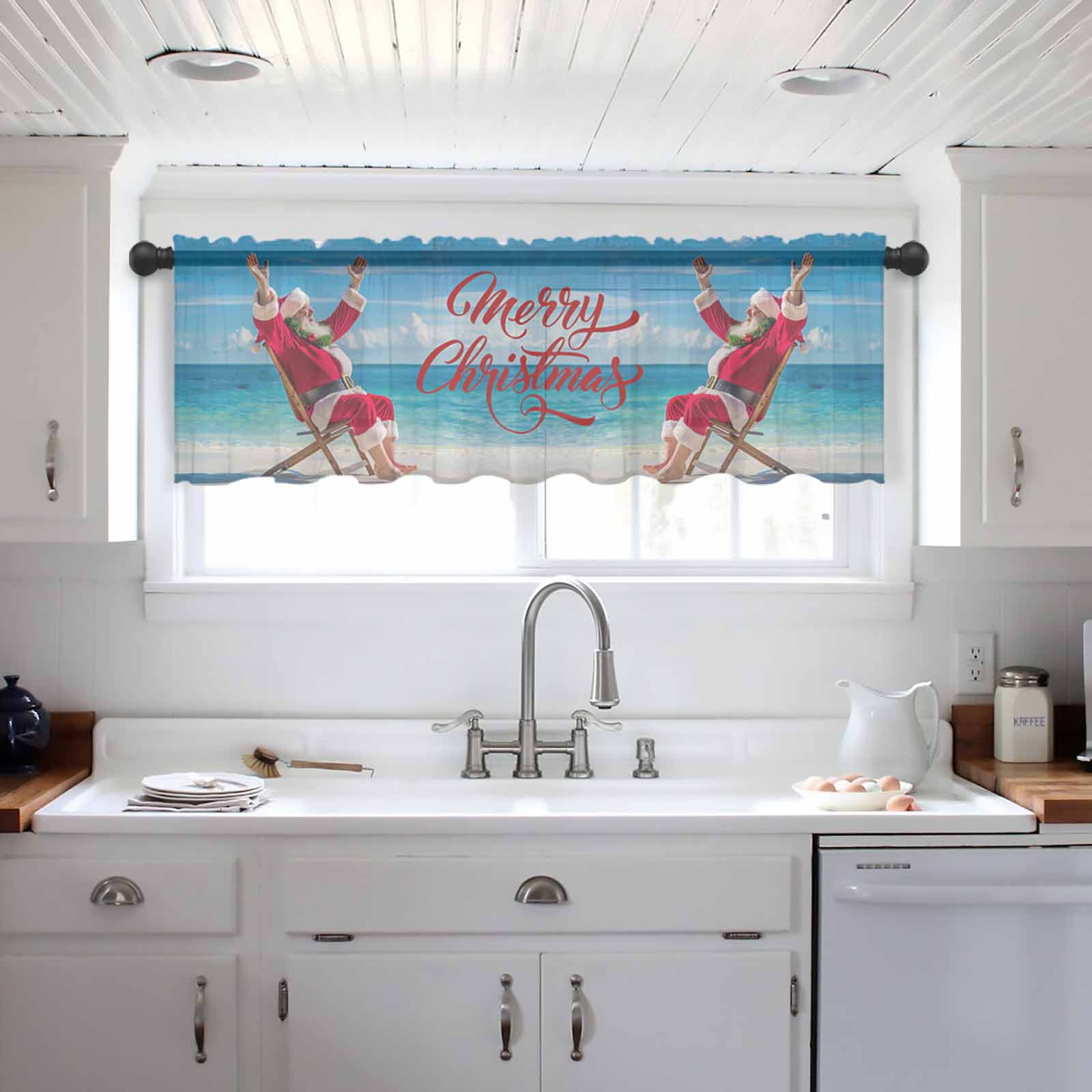 Coastal Christmas Valance Curtains for Kitchen/Living Room/Bathroom ...
