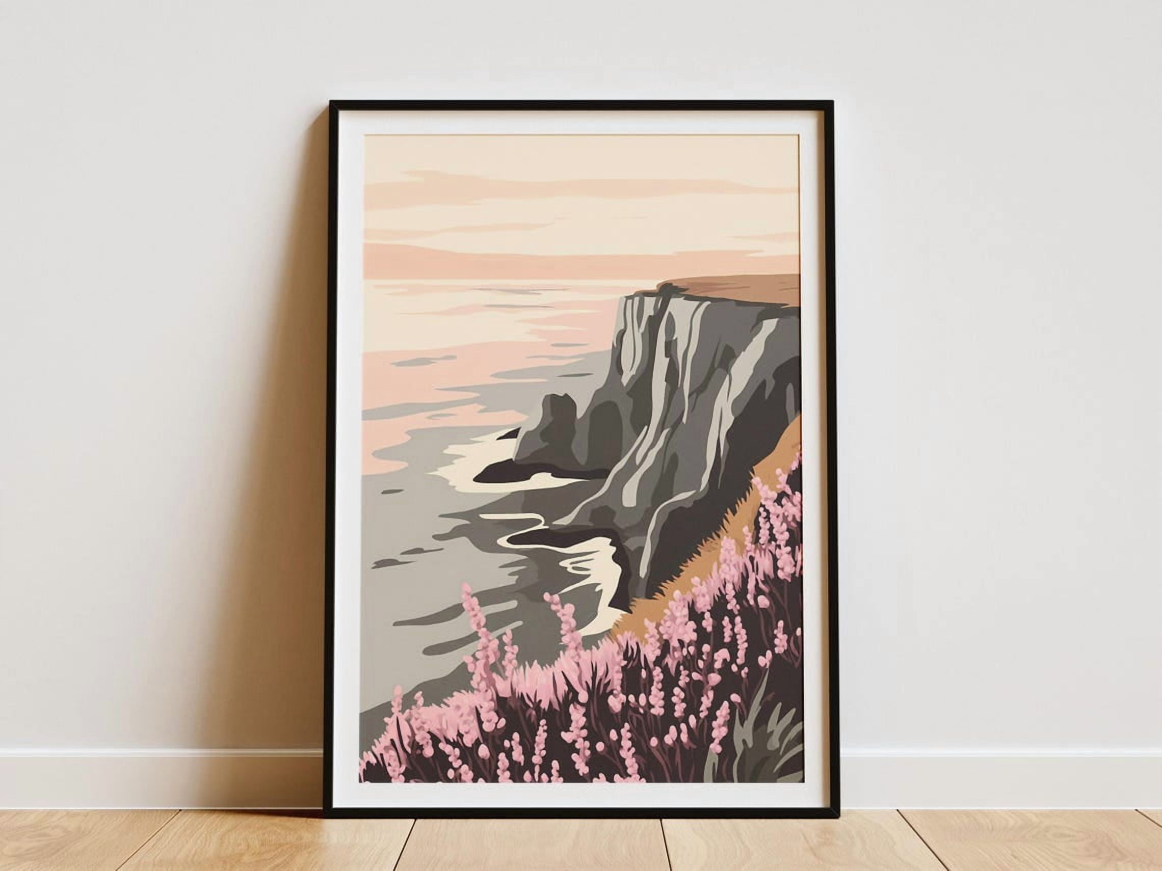 Coastal Cliff Heather Pink Flower Botanical Ocean Sea Landscape Nature ...