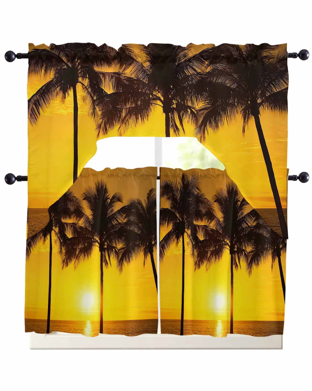 Coastal Coconut Tree Swag Curtains for Living Room/Bedroom Windows ...