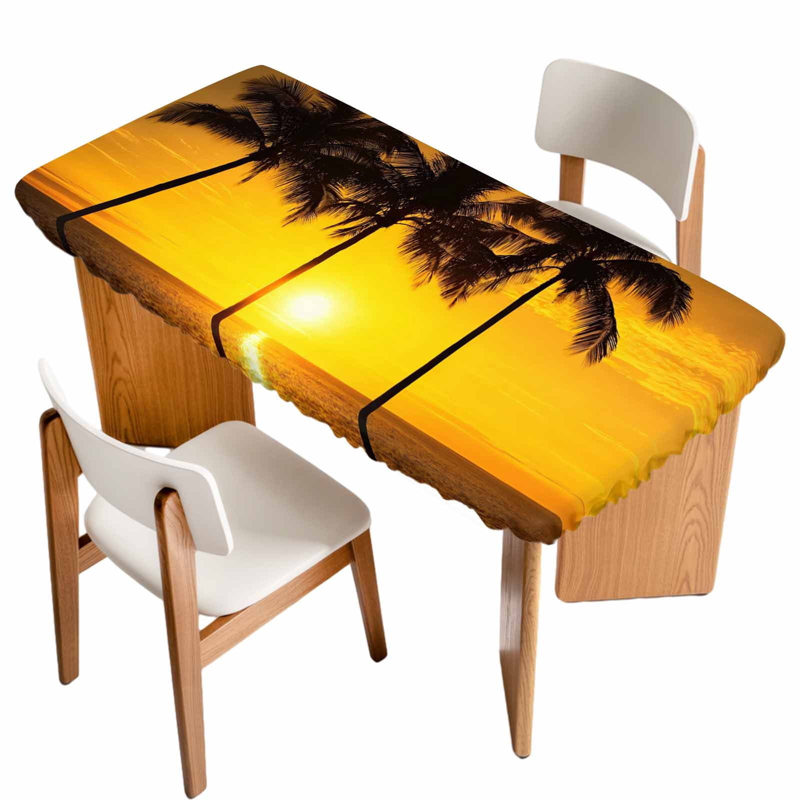 Coastal Coconut Tree Table Cloths for 6 Foot Rectangle Tables, Ocean ...