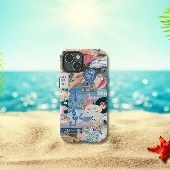 Coastal Collage Ocean Inspired Beach Phone Case for iPhone 11 12 13 14 ...
