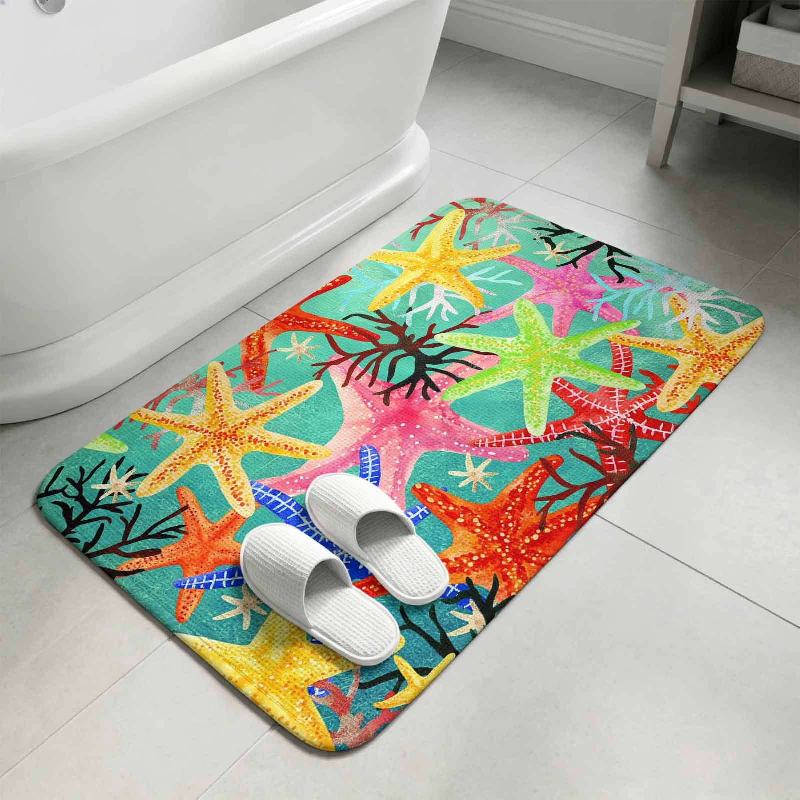 Coastal Colorful Starfish Washable Area Rugs for Living Room Bedroom ...