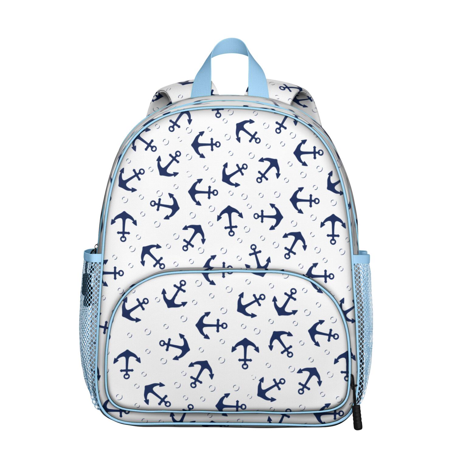 Coastal Compass and Rudder Print Backpack, Compact Nautical Travel Bag ...