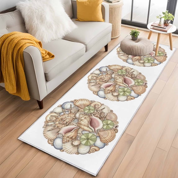 Coastal Conch 2'x6' Runner Rugs for Hallway Kitchen Bedside Non Slip ...