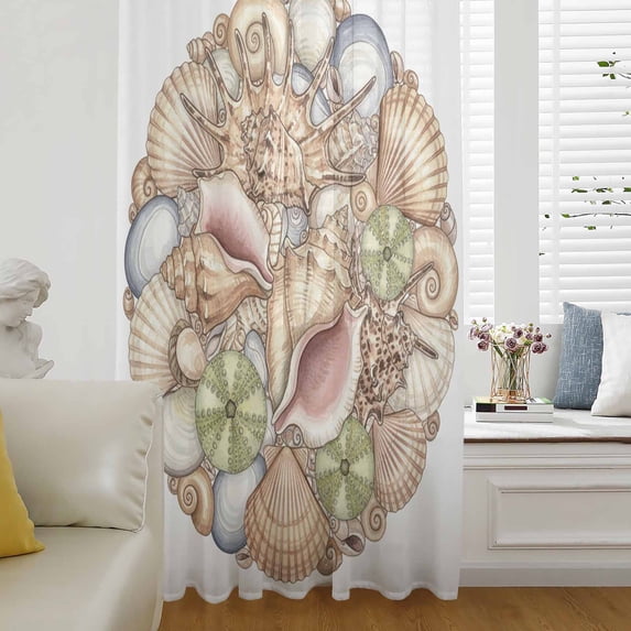 Coastal Conch Semi Sheer Curtains Drapes for Living Room,Bedroom,French ...