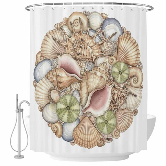 Coastal Conch Shower Curtain Set - Long 72" x 84" Washable Bathtub ...