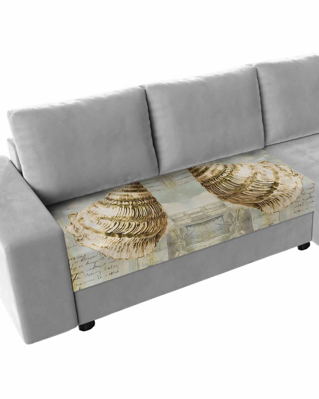 Coastal Conch Sofa Couch Cushion Covers Washable, Removable Stretchable ...