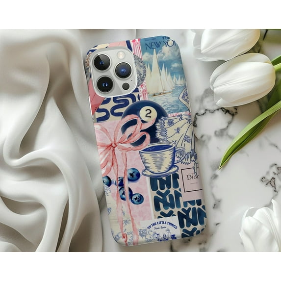 Coastal Coquette Collage Cute Preppy Aesthetic Case for iPhone 17 16 15 ...