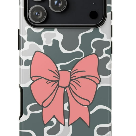 Coastal Coquette Coral Bow Fishing Camo Phone Case with iPhone 17 to 11 ...