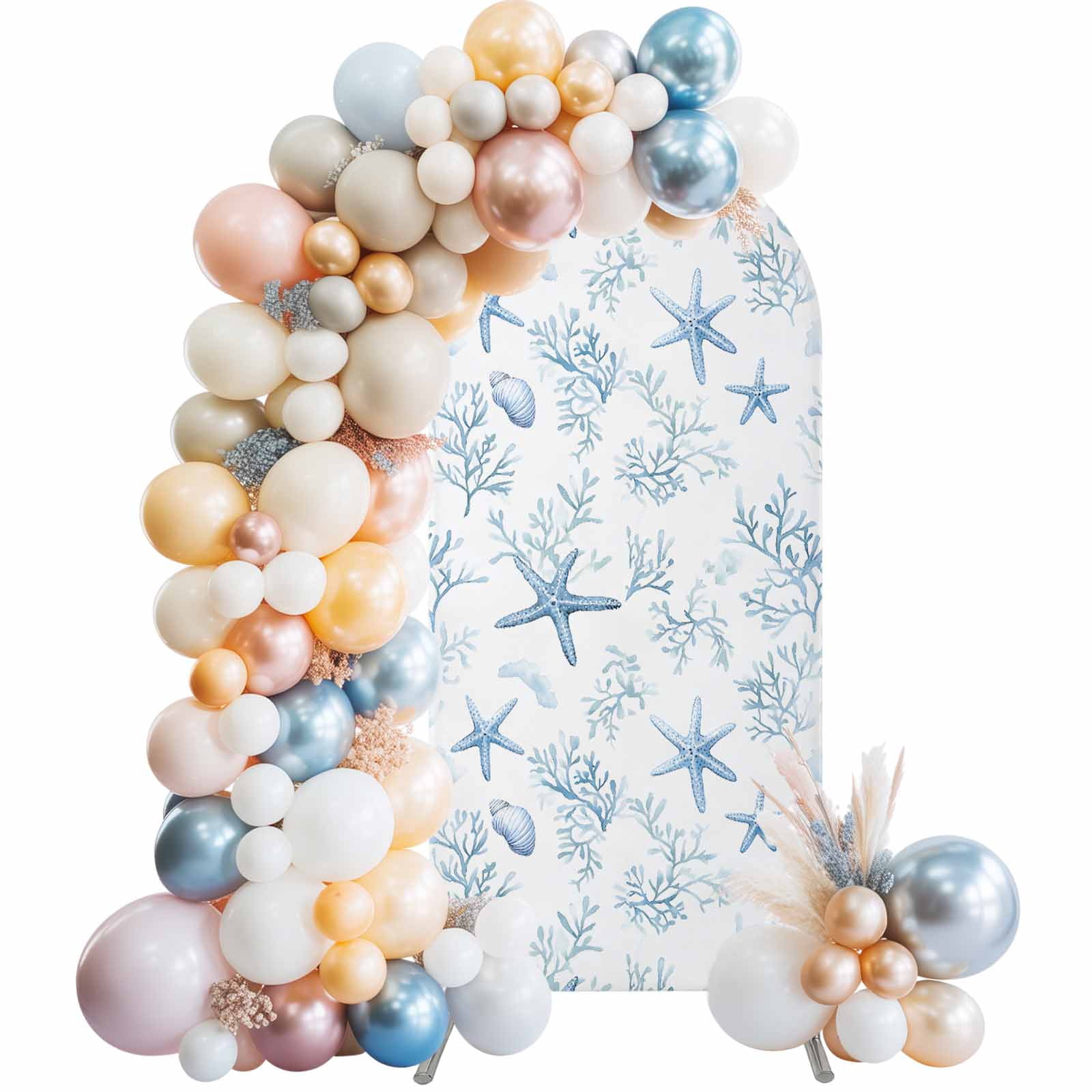 Coastal Coral Arch Backdrop Cover 4x1.65 Ft, Spandex Wedding Arch Stand ...
