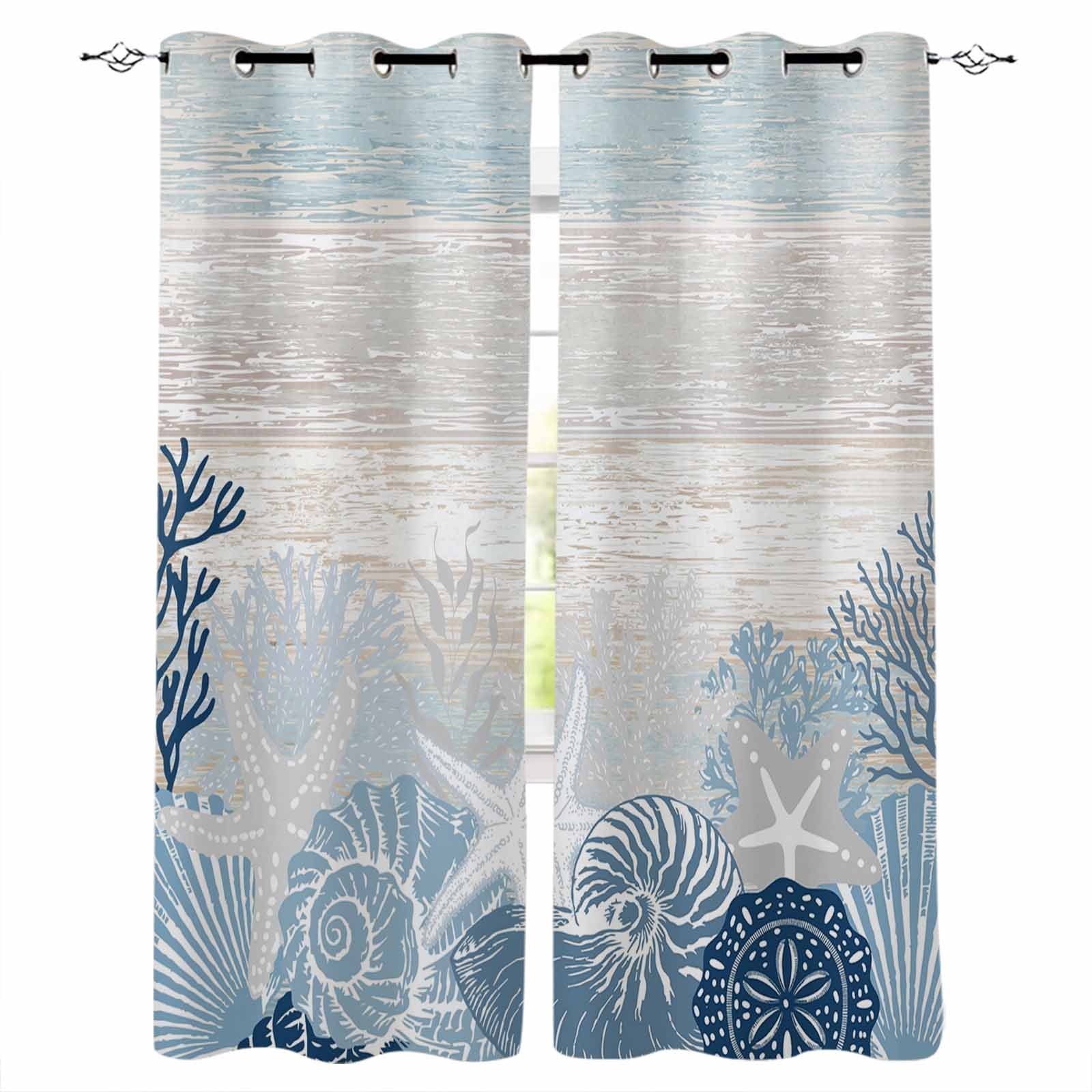 Coastal Coral Blackout Curtains for Bedroom/Living Room, Thermal ...