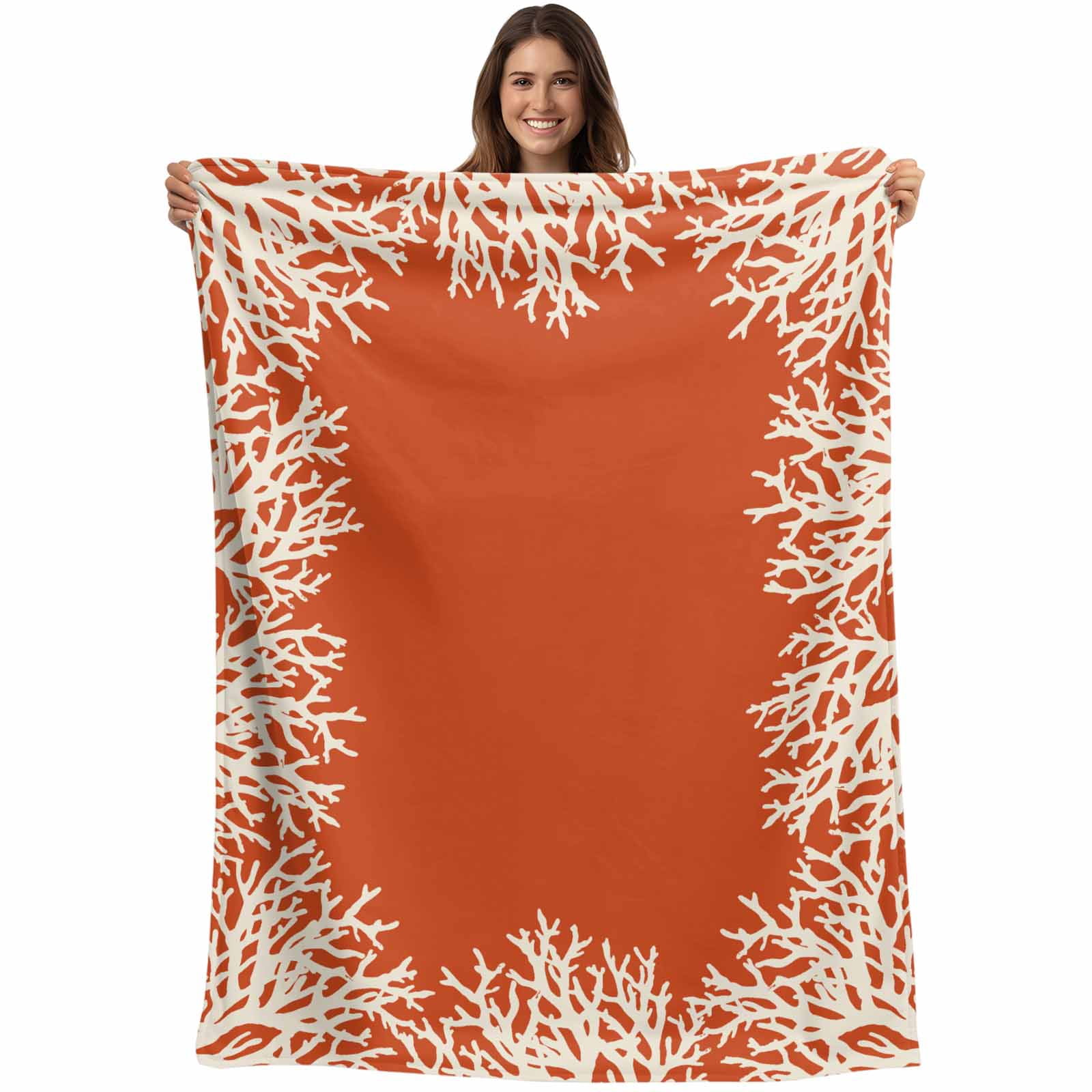 Coastal Coral Blanket Soft Cozy Warm Throw Blanket for Couch, Plush ...