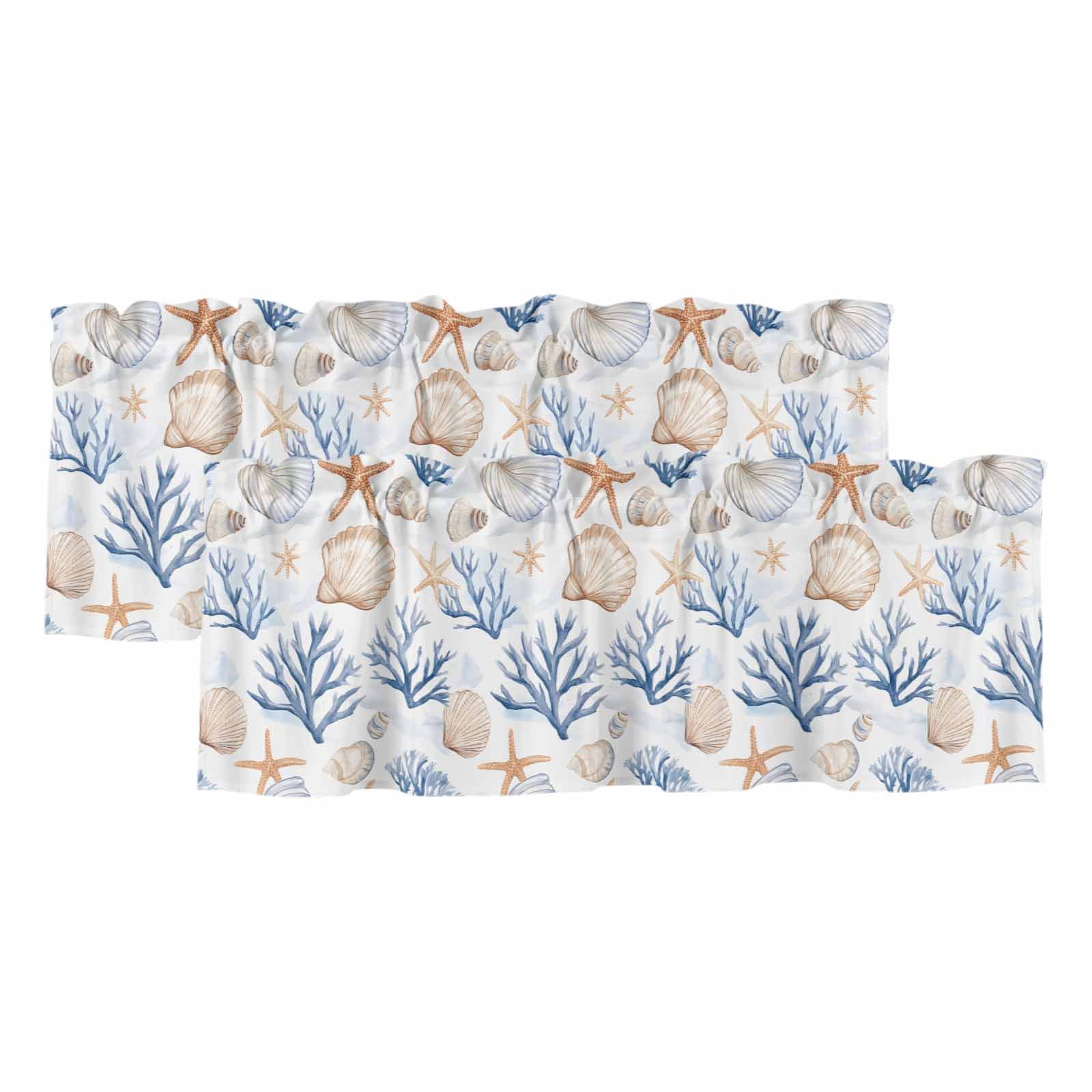 Coastal Coral Curtain Valances for Windows, Kitchen Valance Window ...