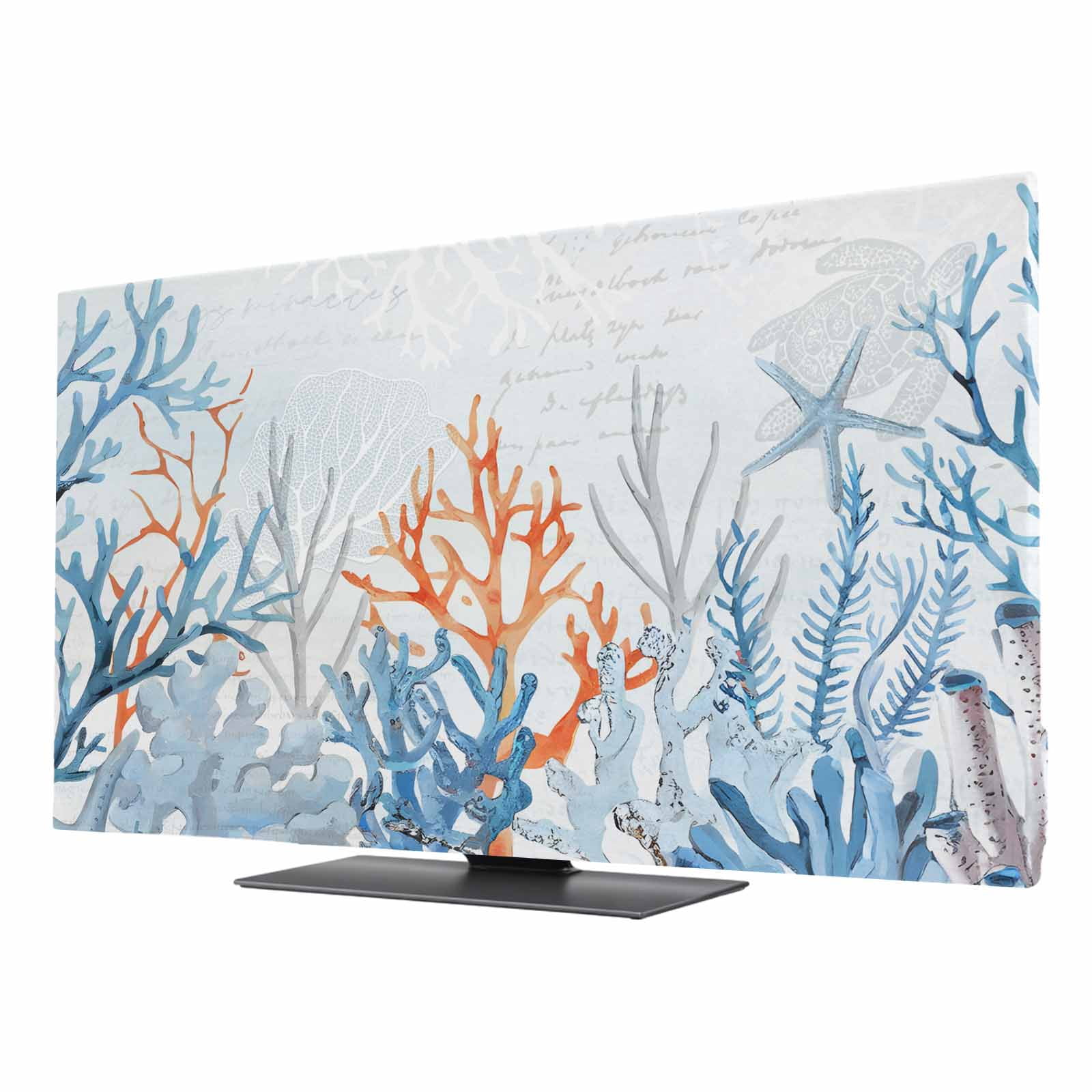 Coastal Coral Elastic Indoor TV Cover 55" Dust Protector, Stretch ...