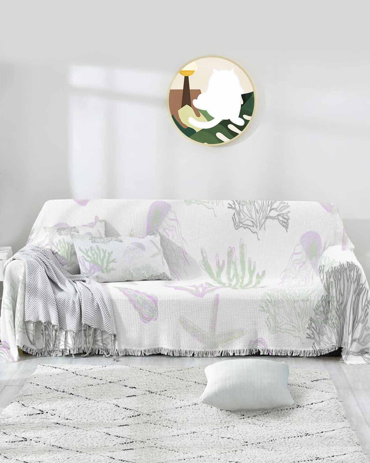 Coastal Coral Sofa Couch Covers for 3 Cushion Couch,Washable L Shape ...