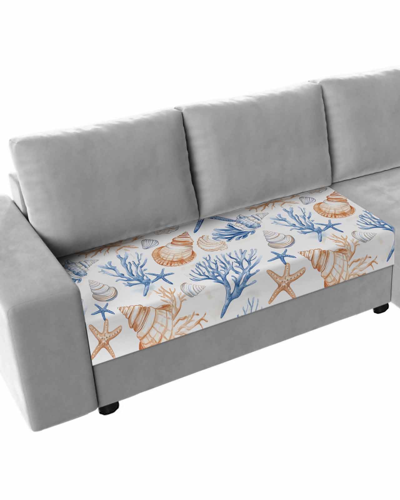 Coastal Coral Sofa Couch Cushion Covers Washable, Removable Stretchable ...