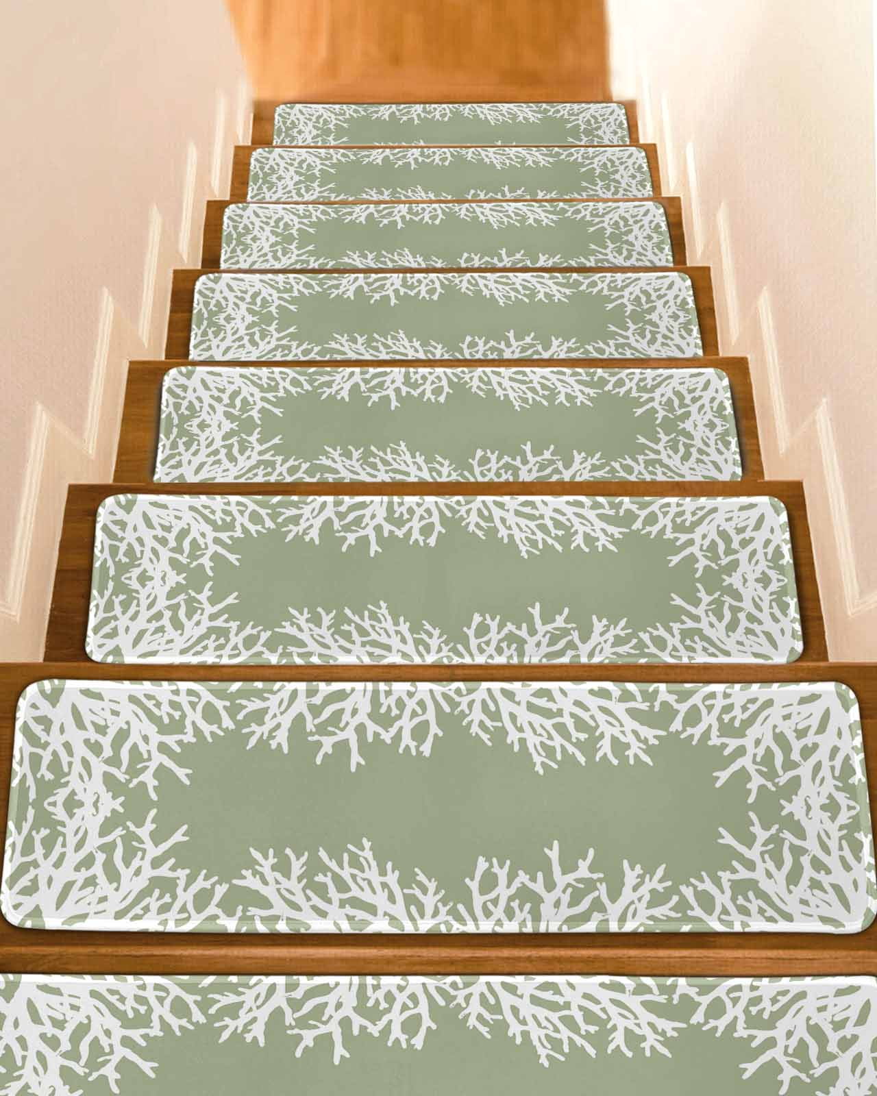 Coastal Coral Stair Treads for Wooden Steps Indoor Runner Rug Carpet ...