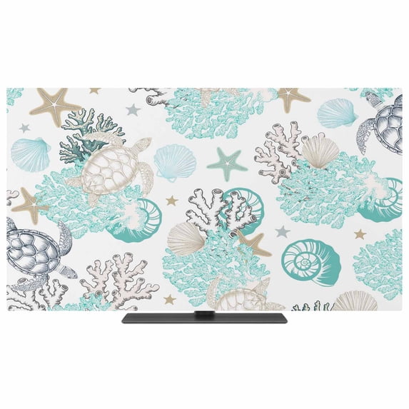 Coastal Coral TV Dust Cover,Stretchable TV Screen Desktop Computer ...